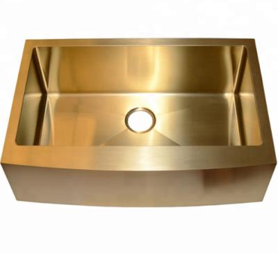 China Golden Color Double Bowl Kitchen Sinks Stainless Steel Above Counter for sale