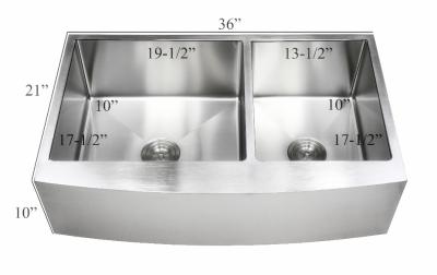 China 36 Inch Apron Stainless Steel Kitchen Sink Curved Front Farm Brushed Surface / Apron Stainless Steel Kitchen Sink for sale