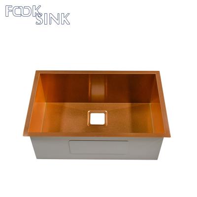 China Rose Gold 1 Bowl PVD Nano Undermount Stainless Steel Kitchen Sink For Farmhouse for sale