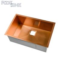 China Handmade Gold Brass Single Bowl Kitchen Sink Undermount for sale