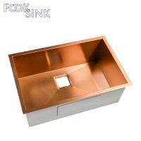 China Handmade Gold Brass Single Bowl Kitchen Sink Undermount for sale