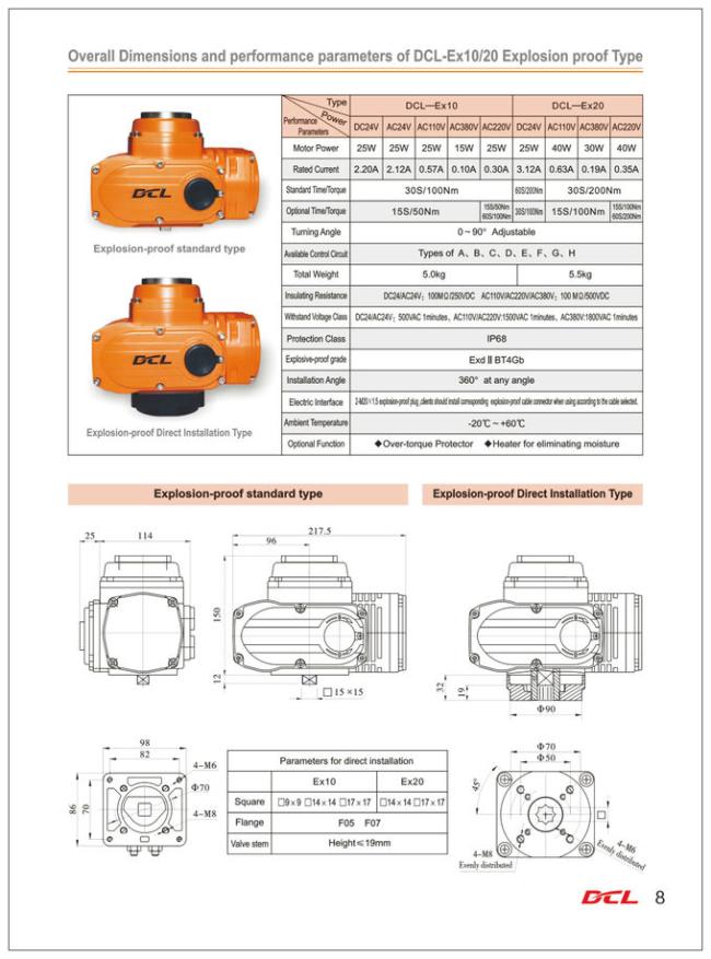 90 Degree ExⅡCT4 200Nm Quarter Turn Electric Actuator