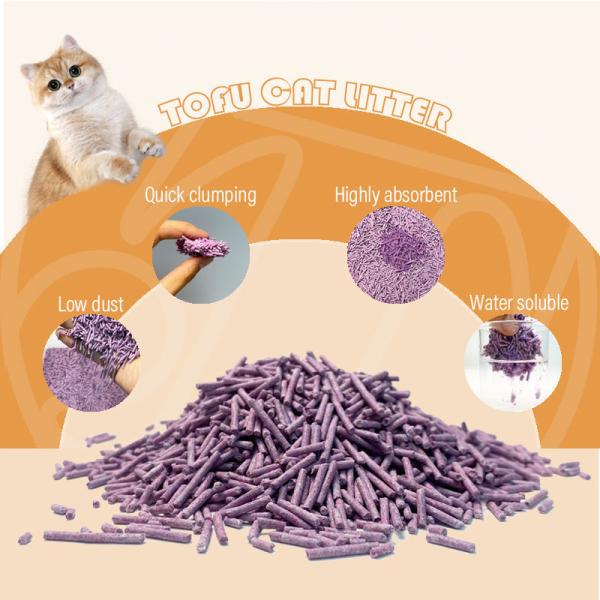 Quality Pet Products Eco-Friendly Clumping Dust-Free Odor Control Low Tracking Lavender Tofu Cat Litter for sale