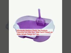 Wholesale Medium Plastic Pet Products Cleaning Cat Litter Box  Toilet Semi Closed cat toilet Simple Design for Cats