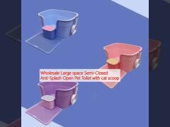 Wholesale Large space Semi-Closed Anti-Splash Open Pet Toilet with cat scoop