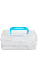 Multi Purpose Mini Clear Plastic Travel Storage Box/Portable Transparent Container Bin - Blue