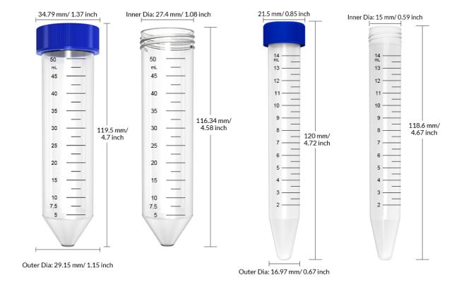 centrifuge tubes detail size
