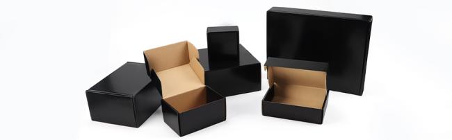 Black shipping boxes