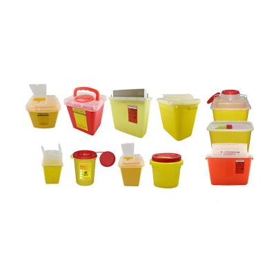 China Medische plastic medische afvalbak Medische container Biogevaarlijke naalden Wegwerp 1L Sharps container Te koop