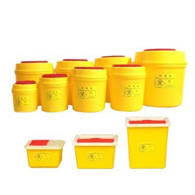 China Medische plastic medische afvalbak Medische container Biogevaarlijke naalden Wegwerp 1L Sharps container Te koop