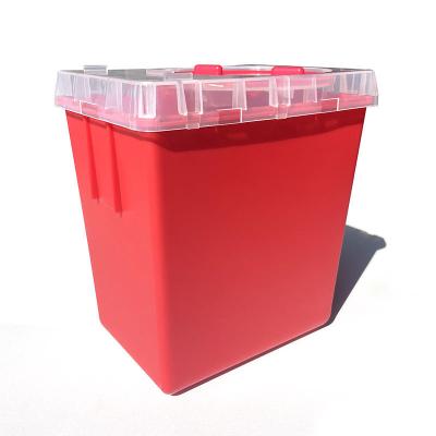 China Medische plastic medische afvalbak Medische container Biogevaarlijke naalden Wegwerp 1L Sharps container Te koop