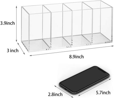 China Acryl penhouder 4 compartimenten,Clear penhouder organisator make-up borstelhouder voor kantoor bureauaccessoires,cosmetische Te koop