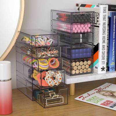 China Doorzichtige containers voor het organiseren van haar accessoires, plastic haar accessoires organisator doos met 5 laden, haar accessoires Te koop