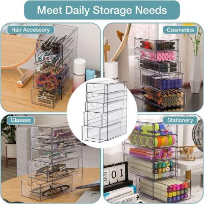 China Doorzichtige containers voor het organiseren van haar accessoires, plastic haar accessoires organisator doos met 5 laden, haar accessoires Te koop