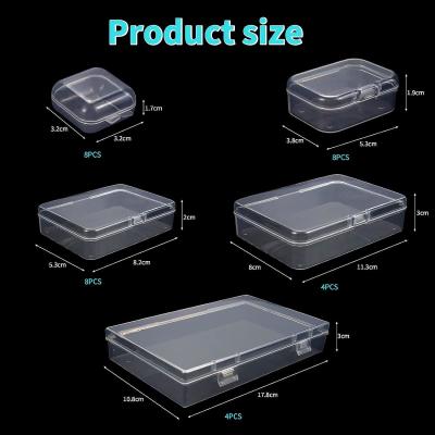 China Rectangular Empty Mini Clear Plastic Organizer Storage Box Containers With Hinged Lids For Small Items Craft Box for sale