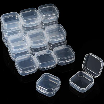 China Mini Clear Plastic Beads Storage Box Small Empty Organizer Box with Hinged Lid for Storage of Small Items, Jewelry for sale
