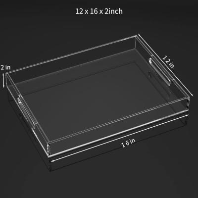 China Acrylische decoratieve bak organisator voor Ottomaanse koffietafel met handvaten Te koop