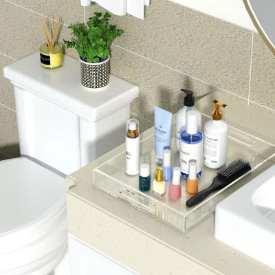 China Acrylische decoratieve bak organisator voor Ottomaanse koffietafel met handvaten Te koop