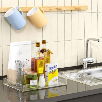 China Acrylische decoratieve bak organisator voor Ottomaanse koffietafel met handvaten Te koop