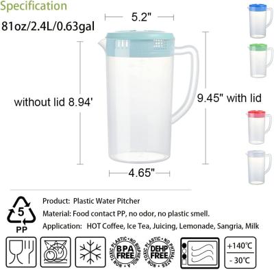 China Restaurantbenodigdheden, keukenbenodigdheden, hotelbenodigdheden, waterkarafe met deksel 1.8L waterpot Plastic pitcher Te koop