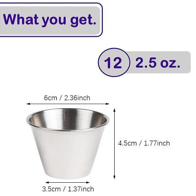 China 2.5oz Metal Sauce Cups Stainless Steel Dipping Sauce Cups Salad Dressing Container Condiment Containers Portion Cup for sale
