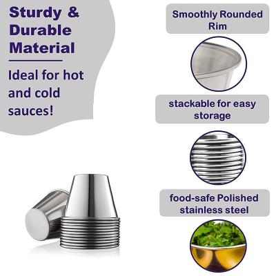 China 2.5oz Metal Sauce Cups Stainless Steel Dipping Sauce Cups Salad Dressing Container Condiment Containers Portion Cup for sale