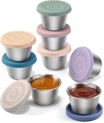 China 2.5oz Metal Sauce Cups Stainless Steel Dipping Sauce Cups Salad Dressing Container Condiment Containers Portion Cup for sale