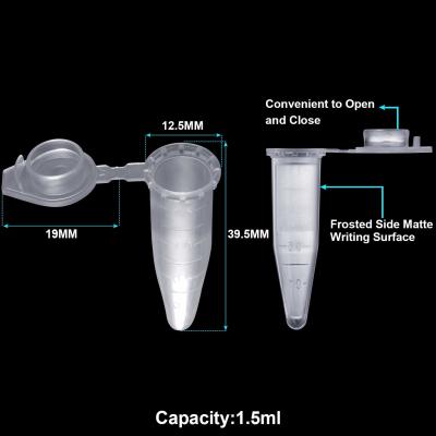 China EO Steriele 1,5 ml Polypropyleen gegradueerde microcentrifugebuizen met snap cap Duurzame microcentrifuge laboratoriumbuizen Te koop