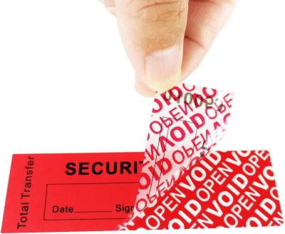 China Transfer Tamper Evident Security Warranty Void Stickers/Labels/Seals (Red, 1 X 3.35 Inches, Serial Numbers) for sale