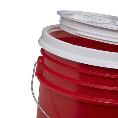 China Bucket With Gamma Seal Lid, HDPE, Red Food Grade BPA Free 5 Gallon Bucket Pail Container With Gamma Seal Lid for sale