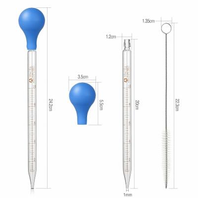China Glass Graduated Medicine Dropper Pipettes Lab Dropper With Blue Rubber Cap And Scale (3ml (2 Pack)) for sale