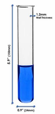China Test Tubes, 50ml - Borosilicate 3.3 Glass - 1.2mm Thick Walls, Beaded Rim - Superior Heat & Chemical Durability Te koop
