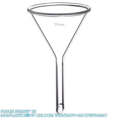 China Glass Funnel Set, 3 Sizes - 50, 75, And 100mm, Short Stem, Borosilicate Glass, Heavy Wall, Karter Scientific Te koop
