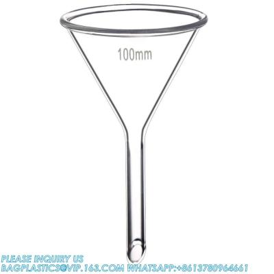 China Glass Funnel Set, 3 Sizes - 50, 75, And 100mm, Short Stem, Borosilicate Glass, Heavy Wall, Karter Scientific Te koop