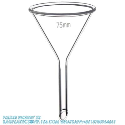 China Glass Funnel Set, 3 Sizes - 50, 75, And 100mm, Short Stem, Borosilicate Glass, Heavy Wall, Karter Scientific Te koop