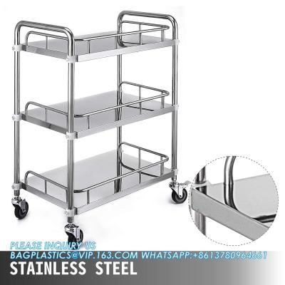 Chine Lab Rolling Cart 3 Shelves Shelf Stainless Steel Rolling Cart Catering Dental Utility Cart Commercial Wheel Dolly à vendre