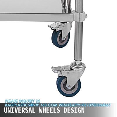 Chine Lab Rolling Cart 3 Shelves Shelf Stainless Steel Rolling Cart Catering Dental Utility Cart Commercial Wheel Dolly à vendre