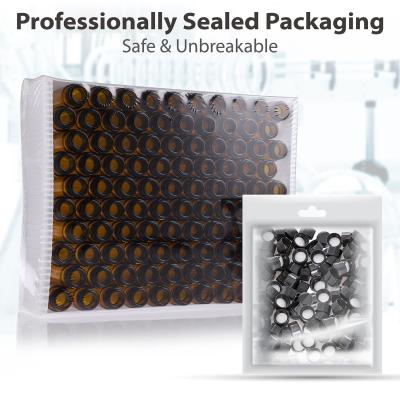China Pack of 100 Glass Vials with Black Phenolic Screw Caps (4ml, Clear) Dram Amber Glass Vials Te koop