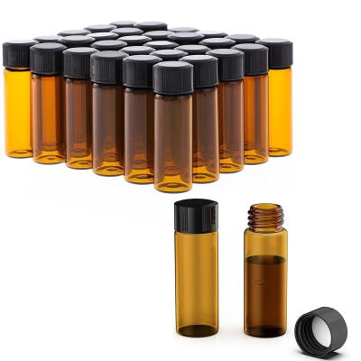 China Pack of 100 Glass Vials with Black Phenolic Screw Caps (4ml, Clear) Dram Amber Glass Vials Te koop