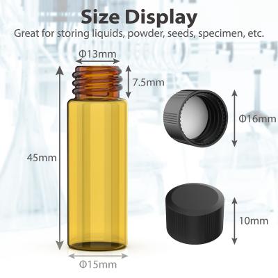 China Pack of 100 Glass Vials with Black Phenolic Screw Caps (4ml, Clear) Dram Amber Glass Vials Te koop
