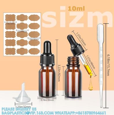 China Dropper Bottles 5PCS Amber Dropper Bottle With Funnels & Transfer Pipettes, Glass Tincture Bottles With Dropper 10ml for sale