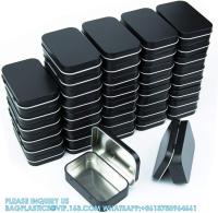 China Rectangular Metal Hinged Tin Box 40 Pack 3.75x2.45x0.8 Inch Silver Mini Storage Container for sale