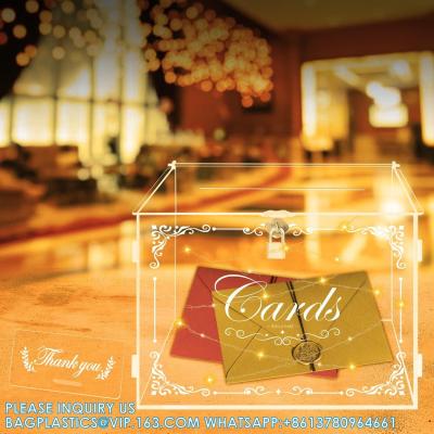 China Acrylic Wedding Card Box Money Post Gift Box Holder, Clear Card Box Large Letter Envelope Boxes With Lock And Slot for sale