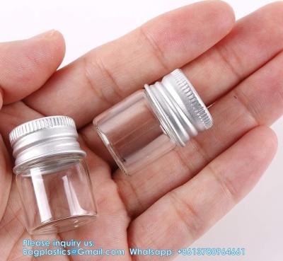 China 100 Sets Small Glass Bottles With Aluminum Cap Screw Top Lids 5 Milliliter Tiny Vials DIY Art Craft Storage for sale