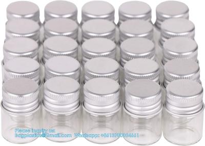 China 100 Sets Small Glass Bottles With Aluminum Cap Screw Top Lids 5 Milliliter Tiny Vials DIY Art Craft Storage for sale