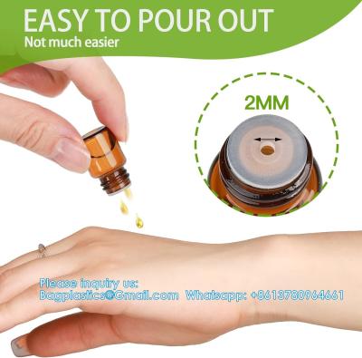 China Oil Bottles For Essential Oils, 36 Pcs 2 Ml (5/8 Dram) Amber Glass Vials Bottles, Orifice Reducers And Black Caps for sale