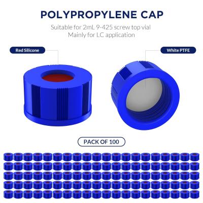 China 2mL Autosampler Vials With Writing Area And Graduations, 9-425 HPLC, Screw Cap, White PTFE & Red Silicone Septa Te koop