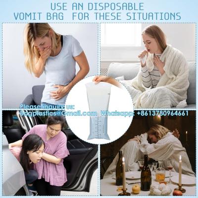 China Disposable Puke Vomit Bag 1200ml Nausea Barf Bags Emesis Bags Portable Throw Bags For Kids Motion Sickness Car Taxi Te koop