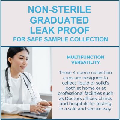 China Specimen Cups With Leak Proof Screw On Lids - 4oz Clear Non-Sterile Urine Sample Jars - Containers for sale