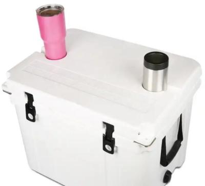 China 55 Quart  Best Sell Ice Box 4 Wheel Premium Wheeled Cooler Foam Insulation Foldable Backrest Seat Chilly Chest Te koop